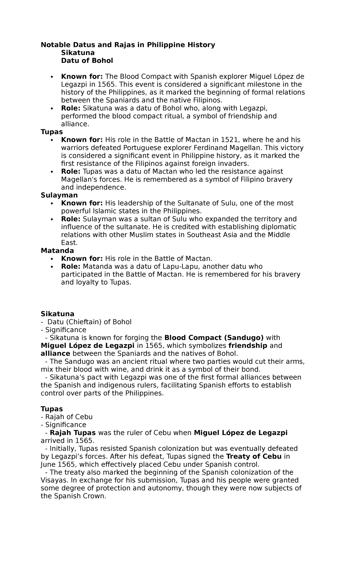 Notes for report RIP - Notable Datus and Rajas in Philippine History ...