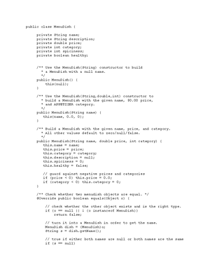 Adjustable Menu Dish - Project 2 part 2 solution - public class ...