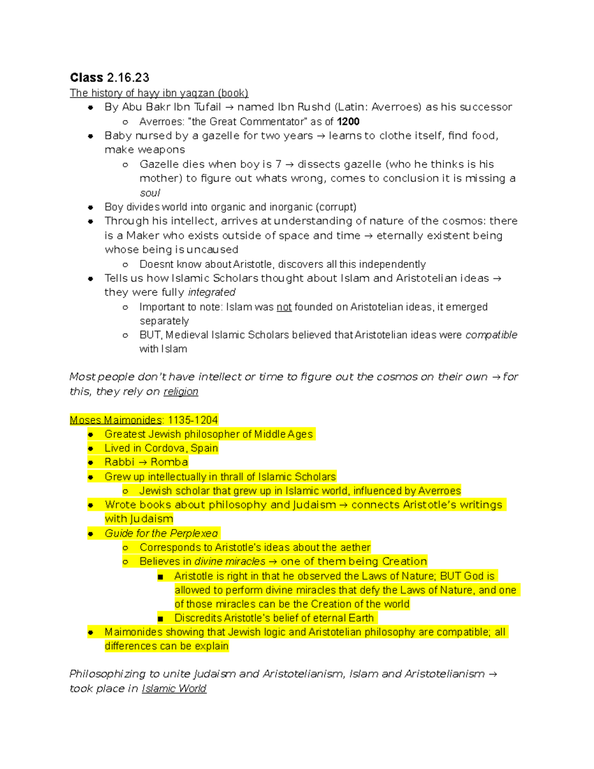 Trial of Galileo Week 6 - Class 2. The history of hayy ibn yaqzan (book ...