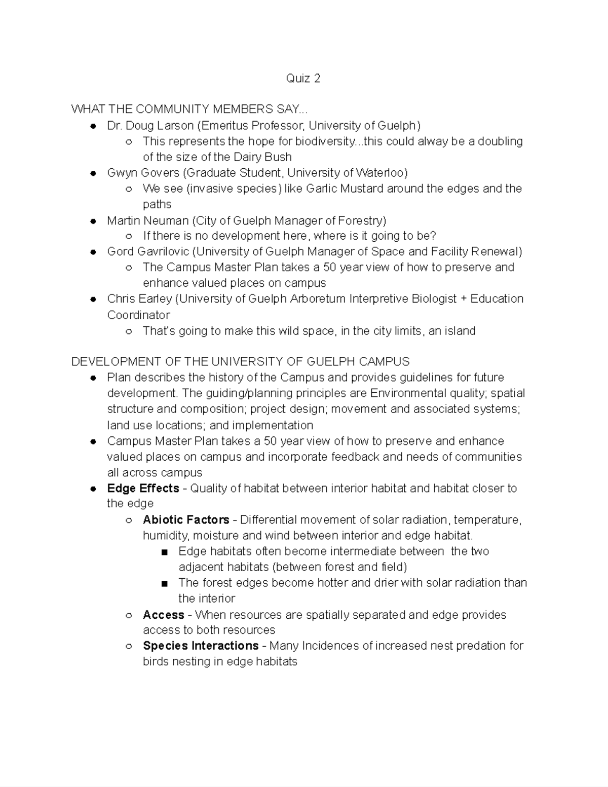 BIOL1070 Ecology Quiz 2 - Quiz 2 WHAT THE COMMUNITY MEMBERS SAY... Dr ...