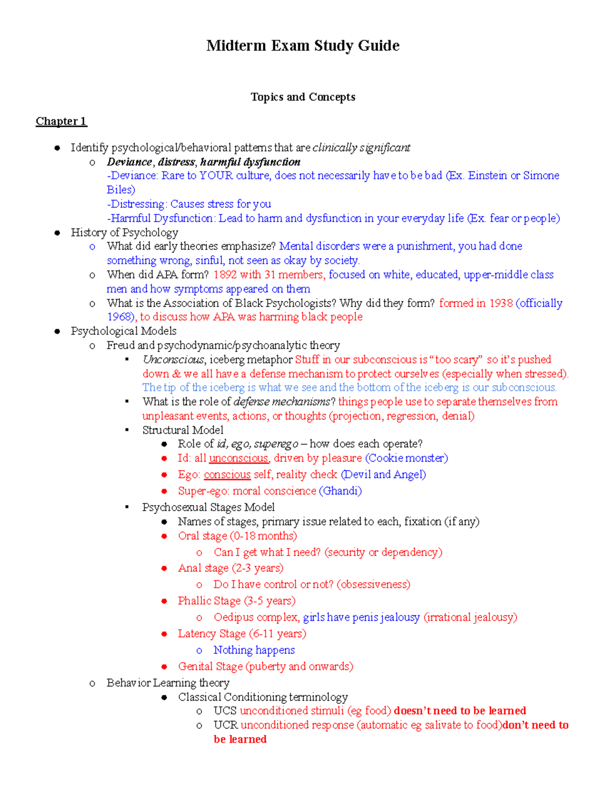 PSYC 361 Midterm Exam Study Guide - Midterm Exam Study Guide Topics and Concepts Chapter 1 - Studocu