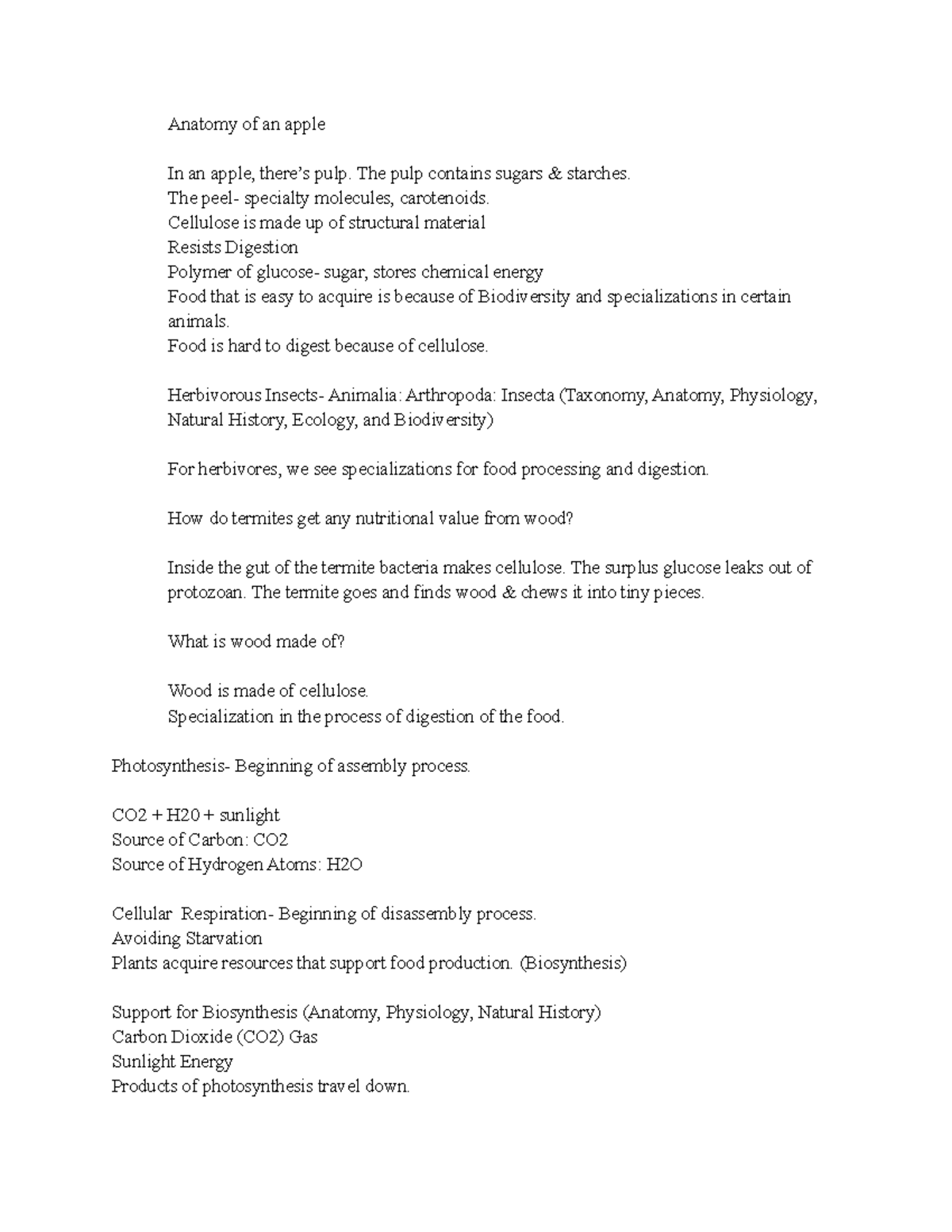 Food Part Aand B-Lecture Notes - Anatomy of an apple In an apple, there ...