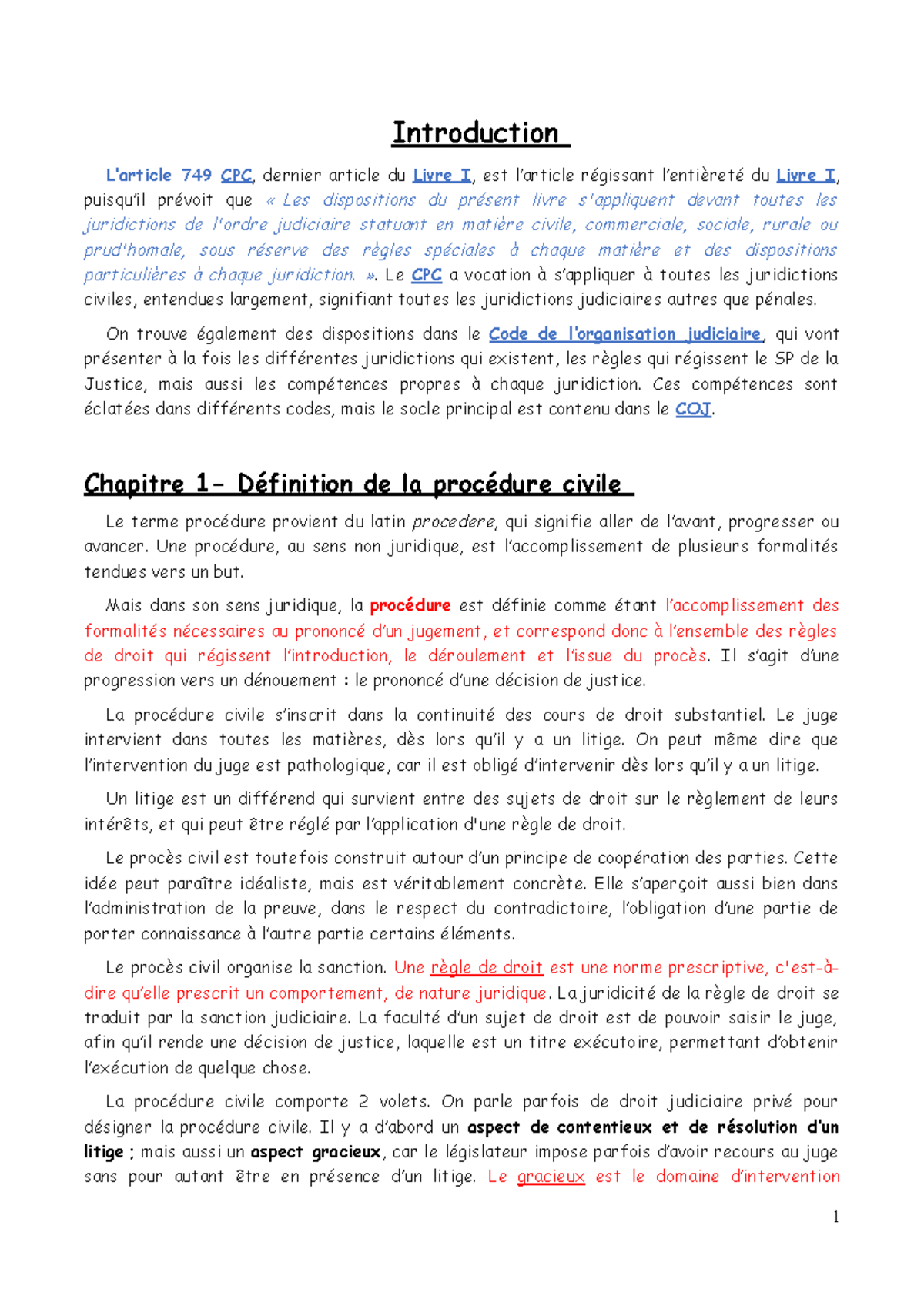 CM Procédure civile - Cours avec TD - Introduction L’article 749 CPC ...