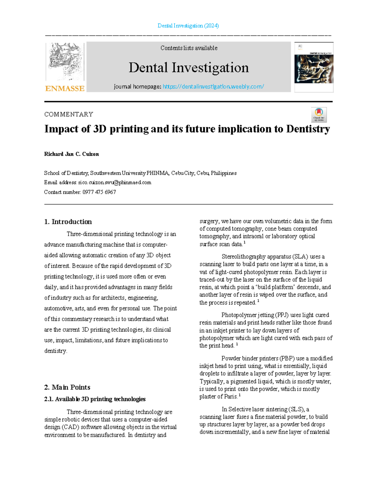 Template-Commentary - Contents lists available Dental Investigation ...
