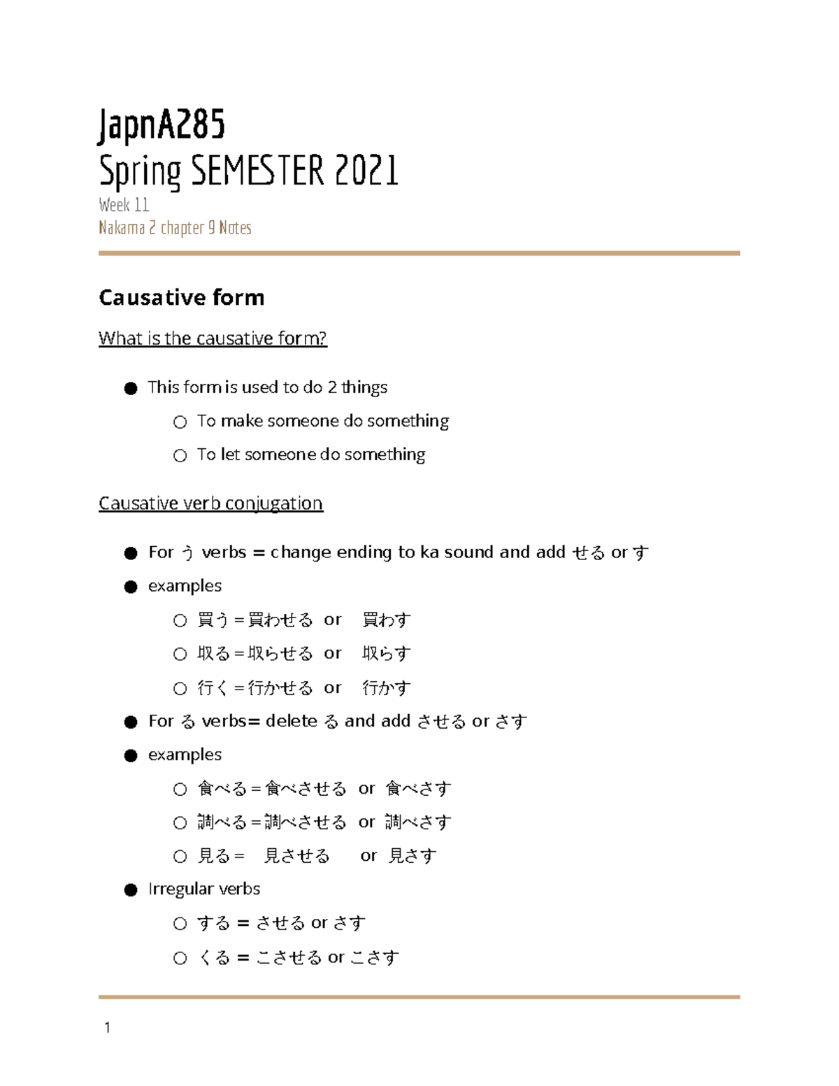 2021-Japanese 285-lecture notes week11 - JapnA Spring SEMESTER 2021 ... 2021-Japanese 285-lecture notes week11 - JapnA Spring SEMESTER 2021 ...