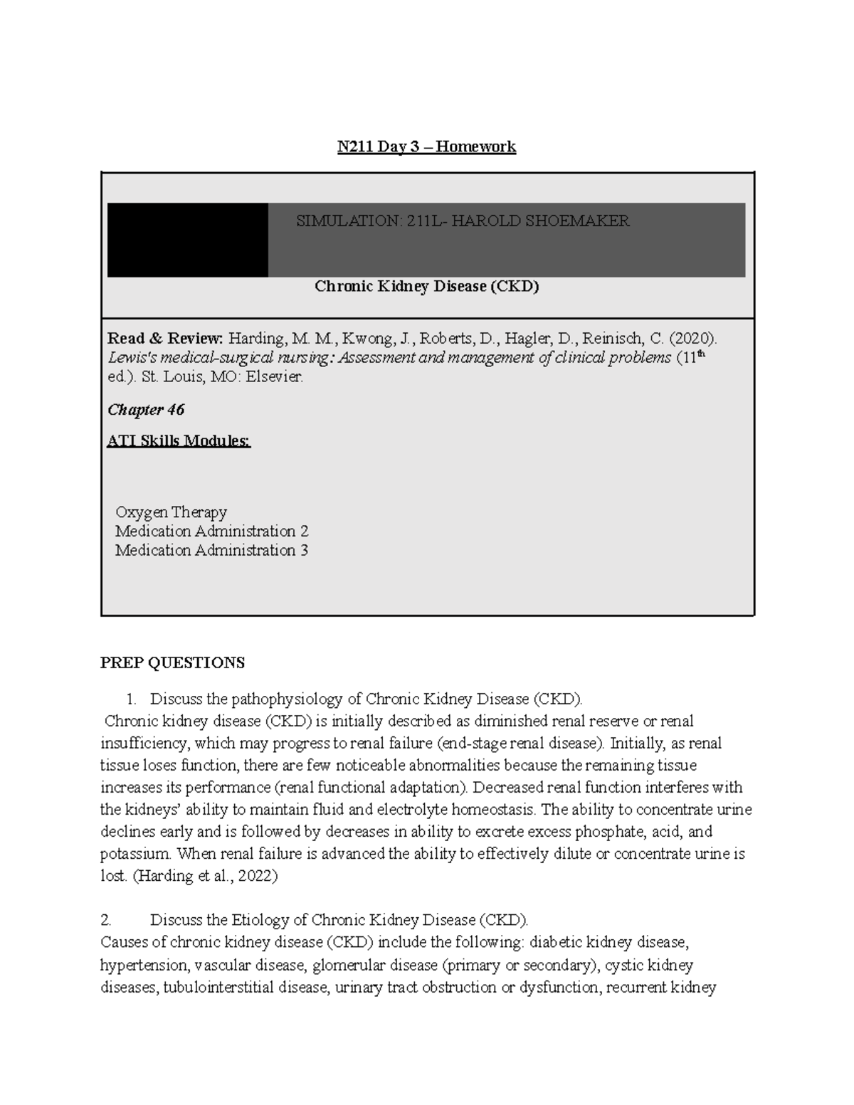 Harold Shoemaker - SIM homework - N211 Day 3 – Homework Prep Questions ...