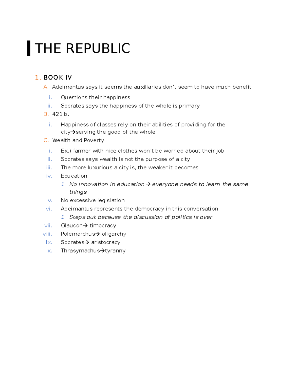 The republic book 4 - Book 4 Part 1 - THE REPUBLIC 1. BOOK IV A ...