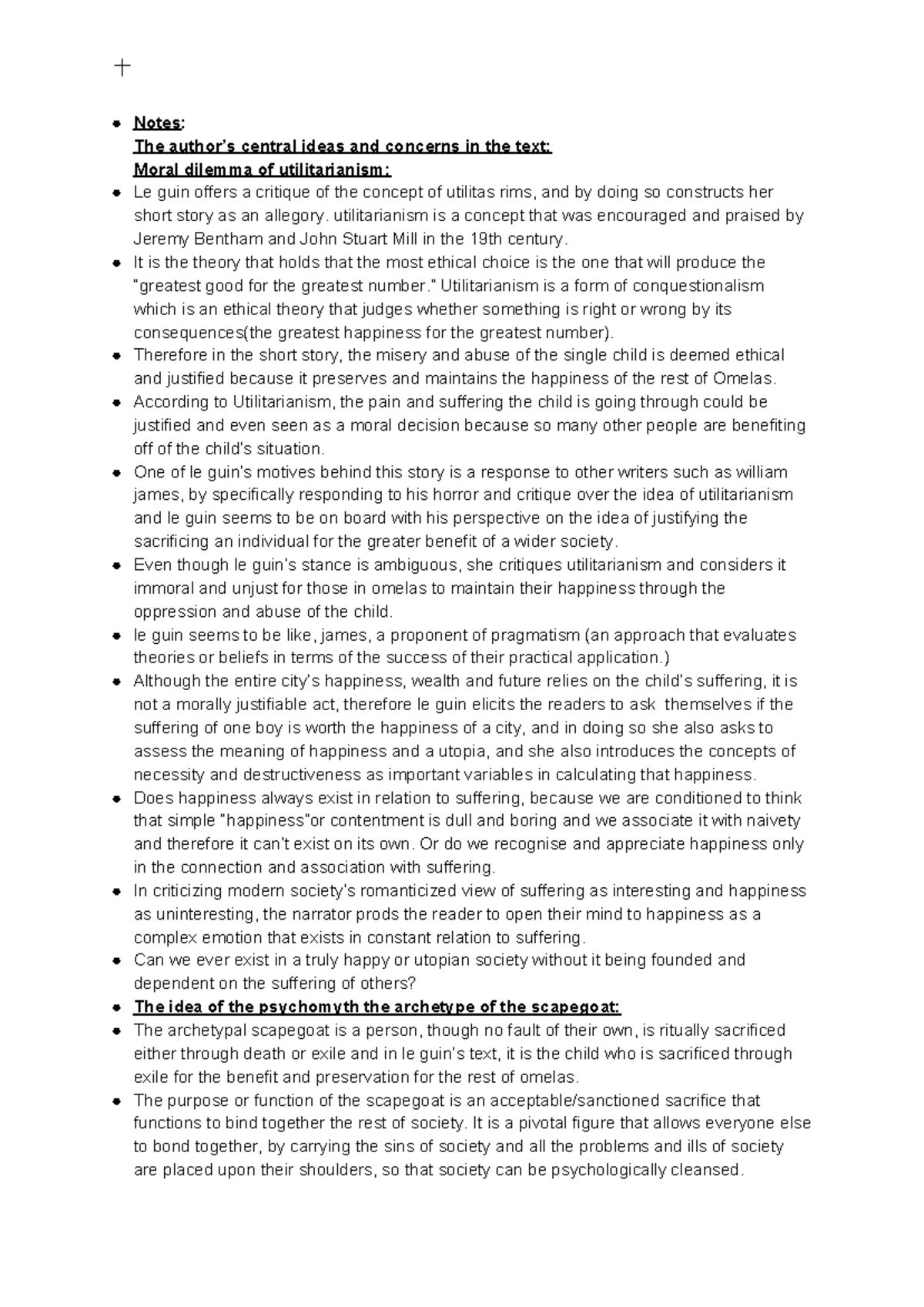 Final essay plan - notes - Notes : The author’s central ideas and ...