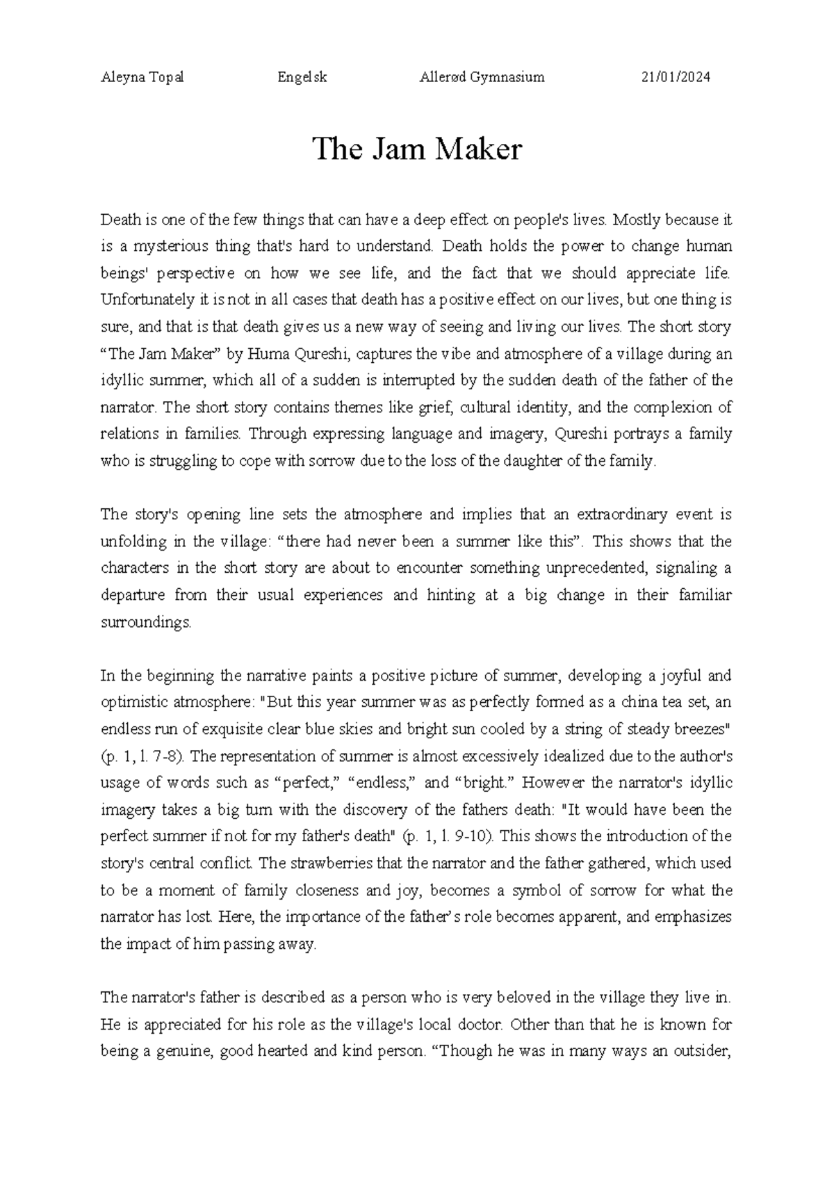 The Jam Maker - Aleyna Topal Engelsk Allerød Gymnasium 21/01/ The Jam ...