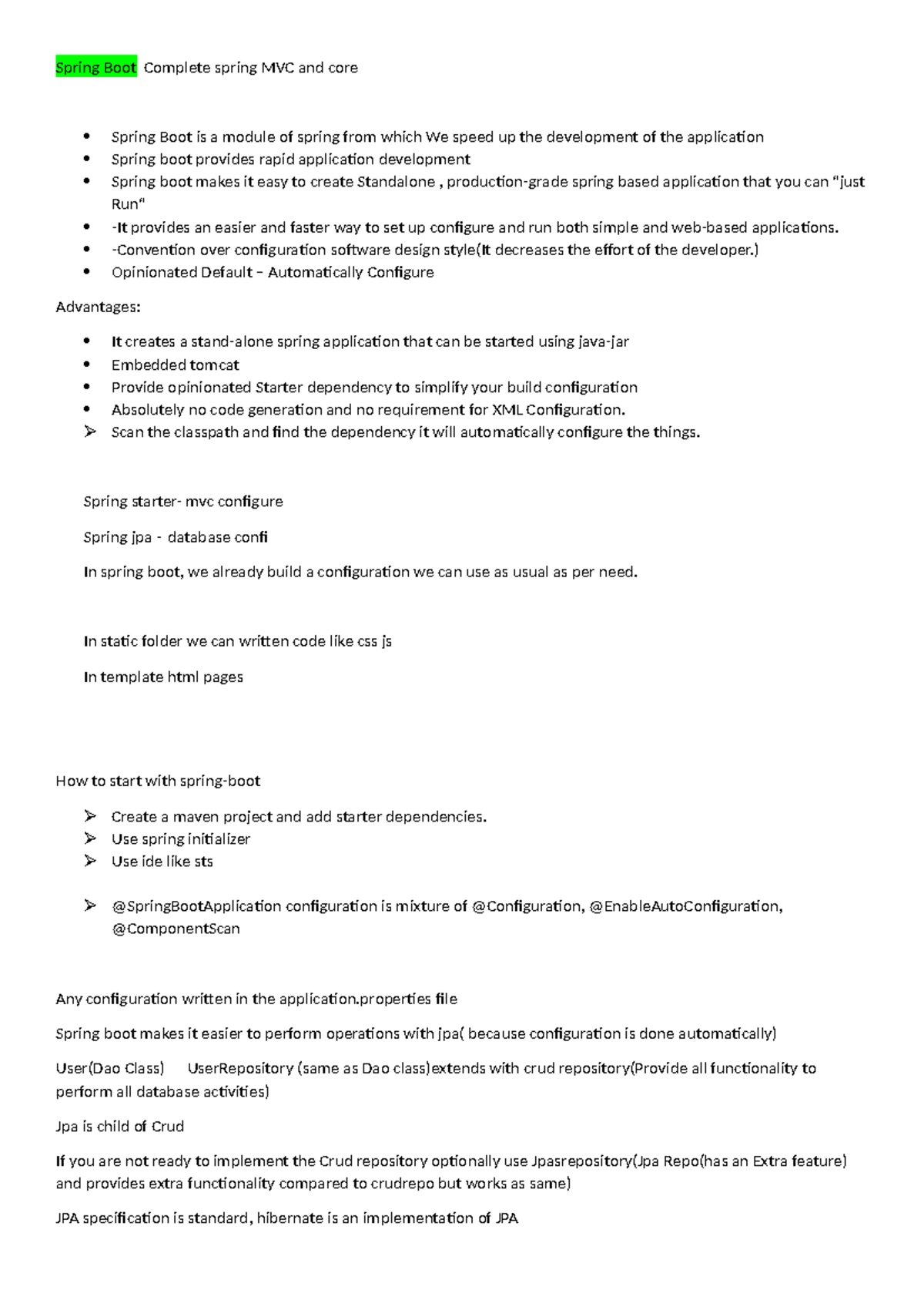 Spring Boot - -Convention over configuration software design style(It ...