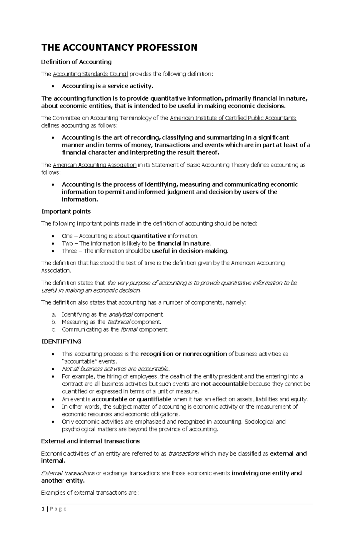 Module 2 Accountancy Profession - THE ACCOUNTANCY PROFESSION Definition ...