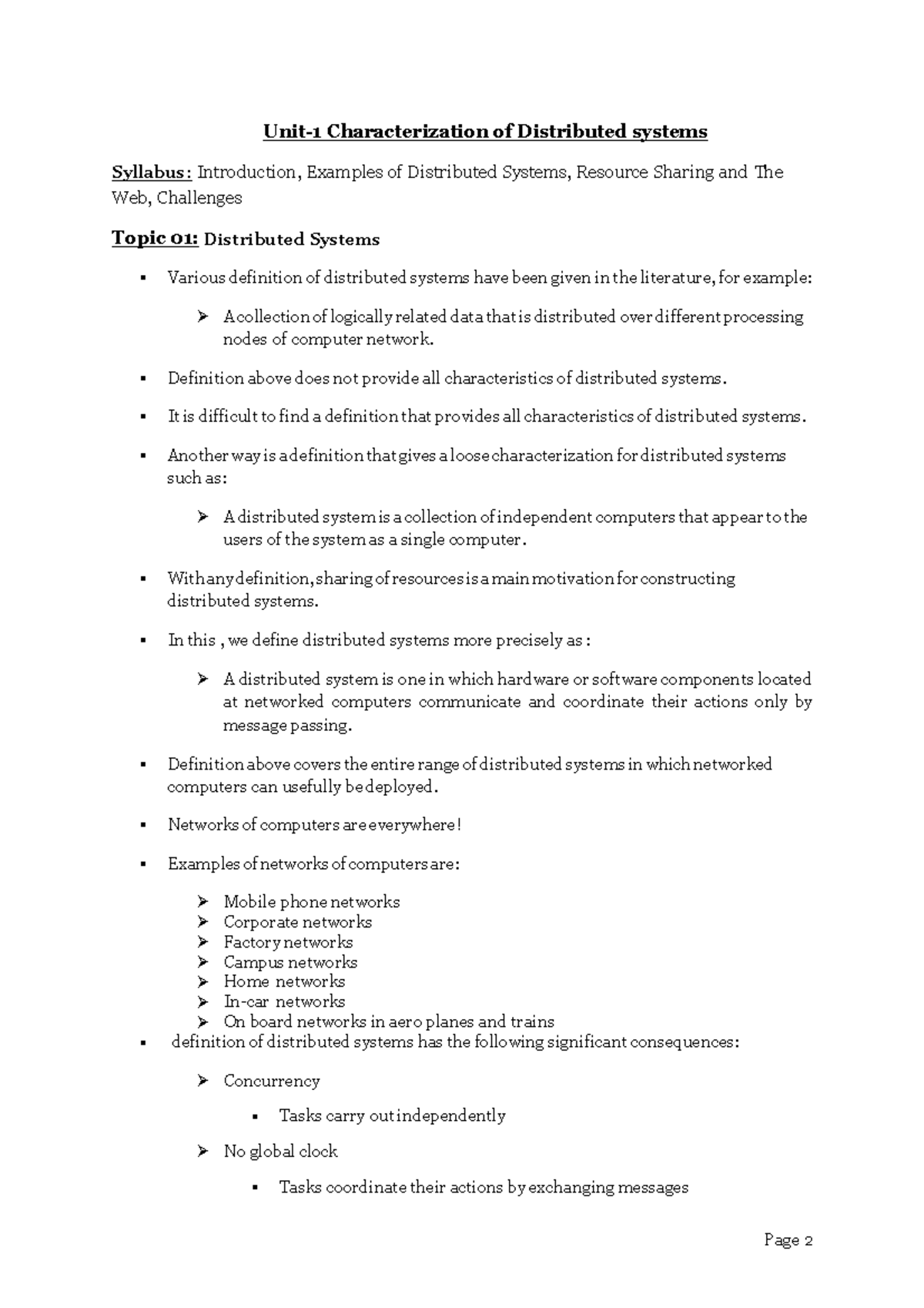 1. DS - MCA - Page 2 Unit-1 Characterization of Distributed systems ...