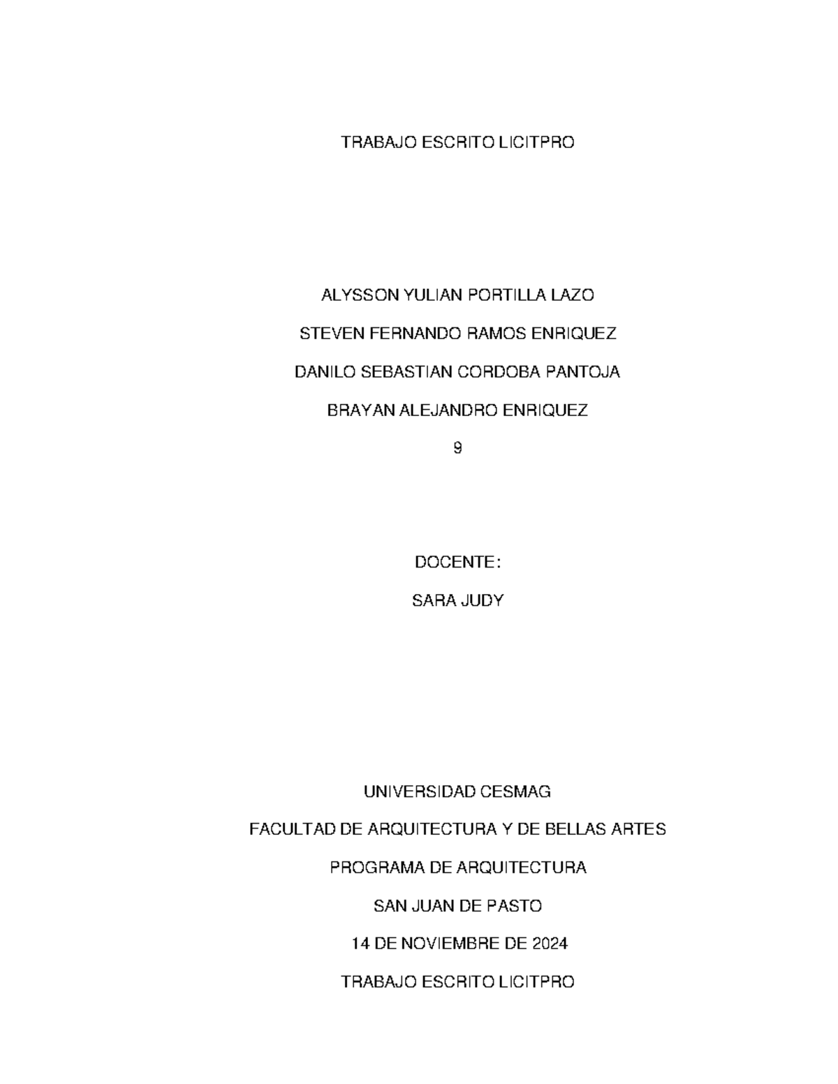 Trabajo Escrito Licitpro - TRABAJO ESCRITO LICITPRO ALYSSON YULIAN ...