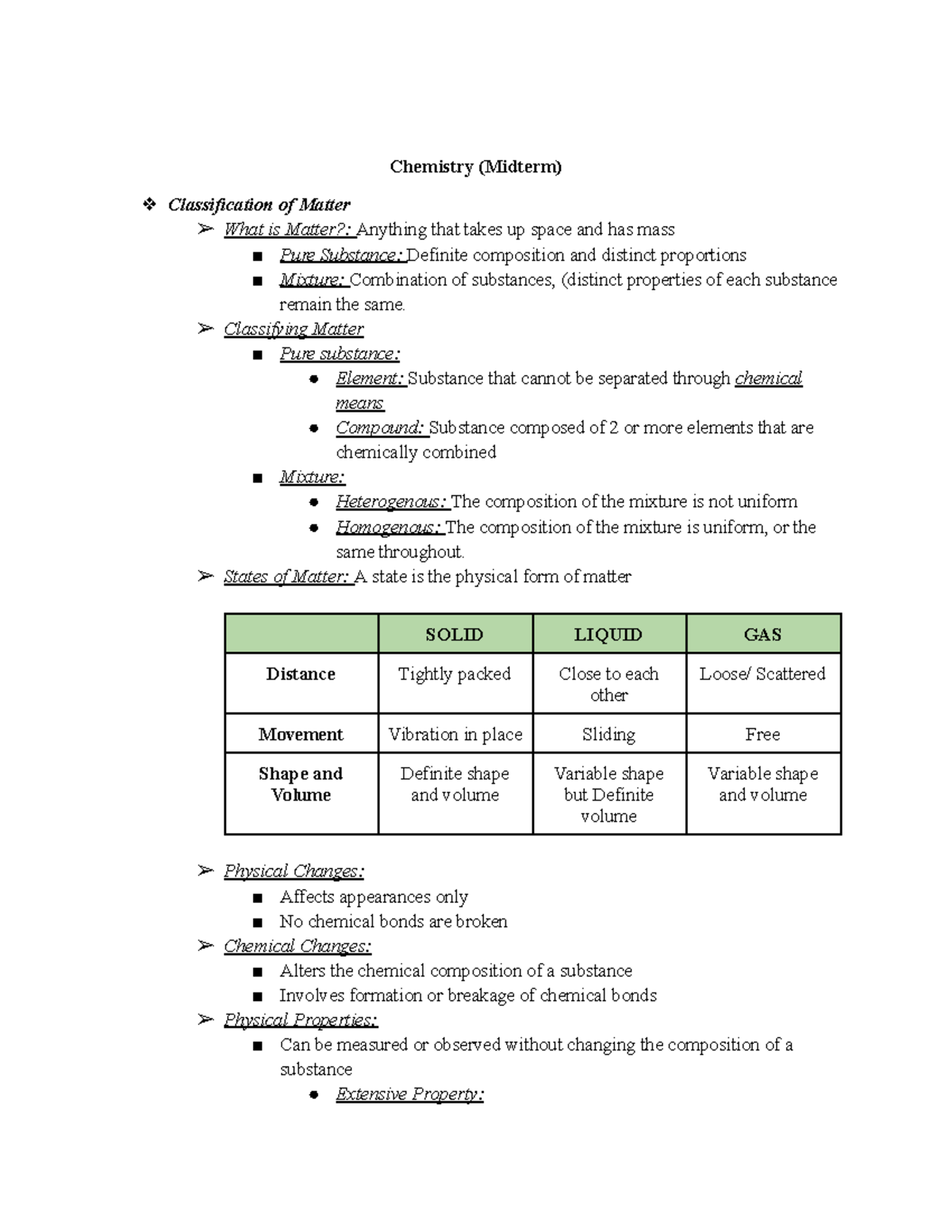 Science Reviewers for 2021-2022 - Chemistry (Midterm) Classification of ...