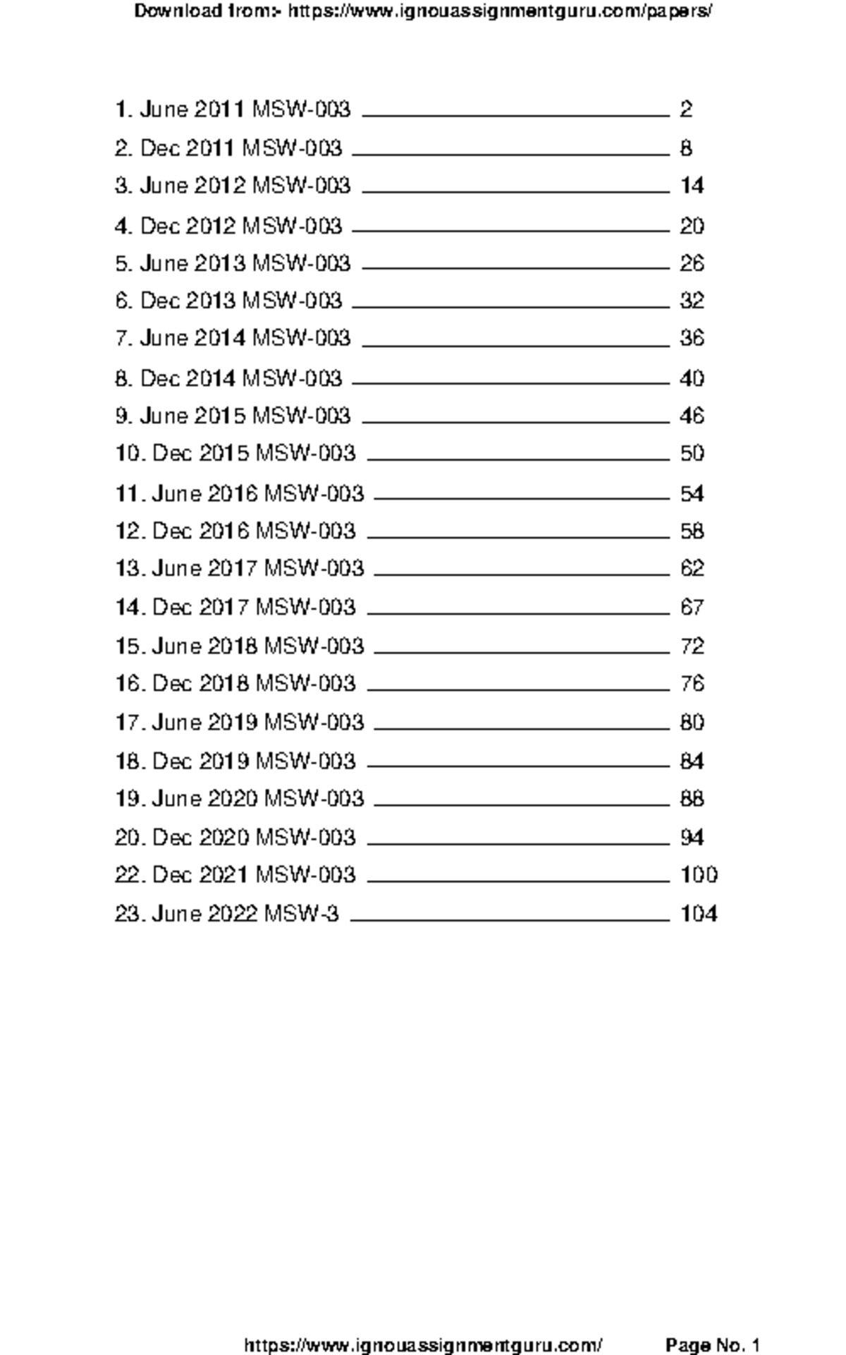 MSW-003 by ignouassignmentguru - No. of Printed Pages : 7 MSW- MASTER'S DEGREE IN SOCIAL WORK ...