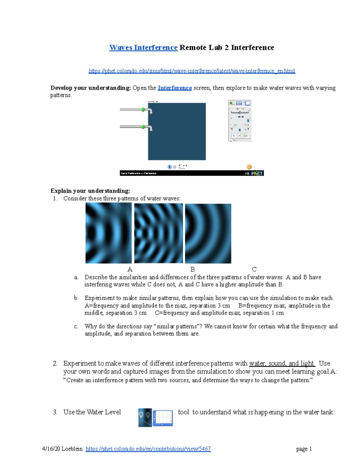 Sean Coffey-catch the wave part 3 - Waves Interference Remote Lab 2 Interference - Studocu
