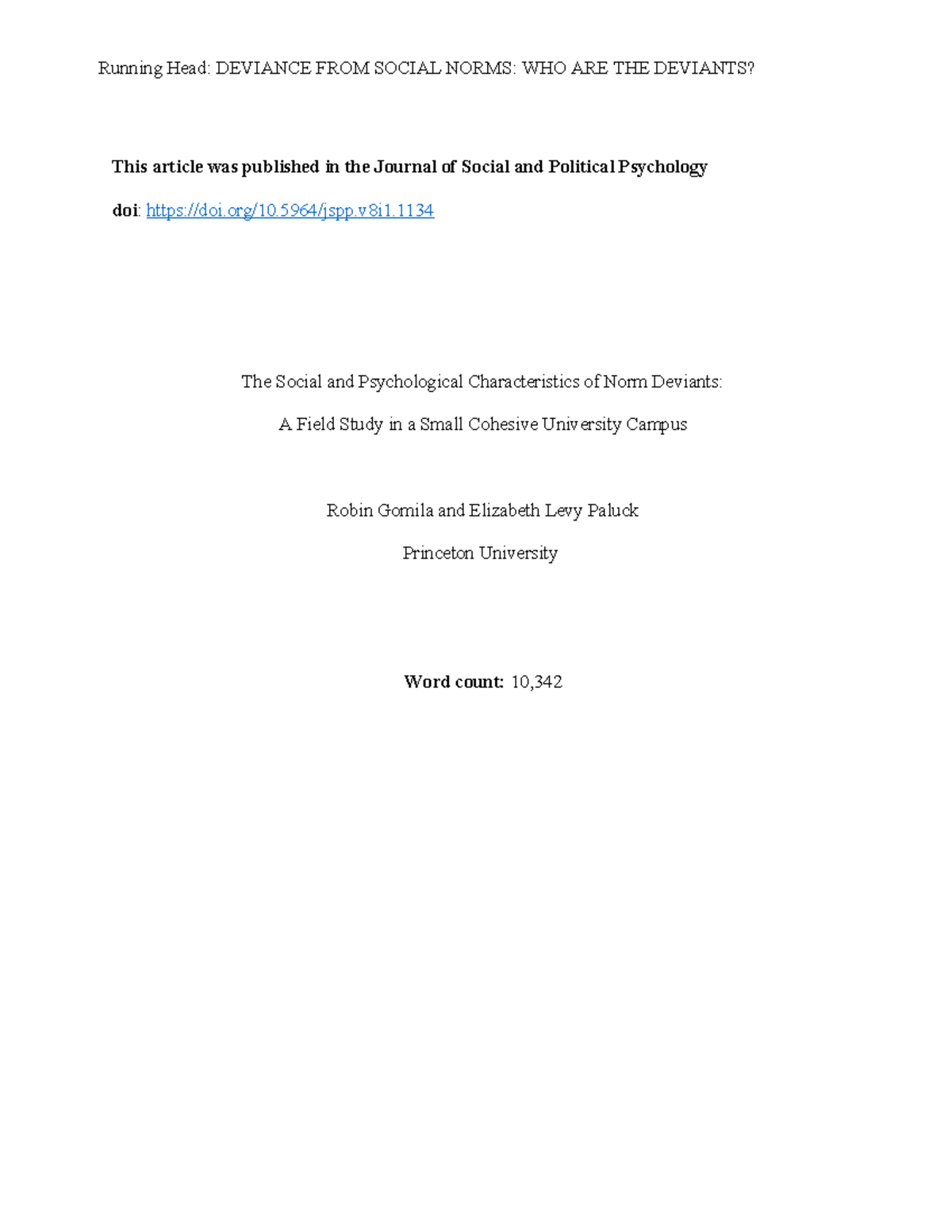 Manuscript Gomila Paluck Preprint Forthcoming JSPP Deviance From Social ...