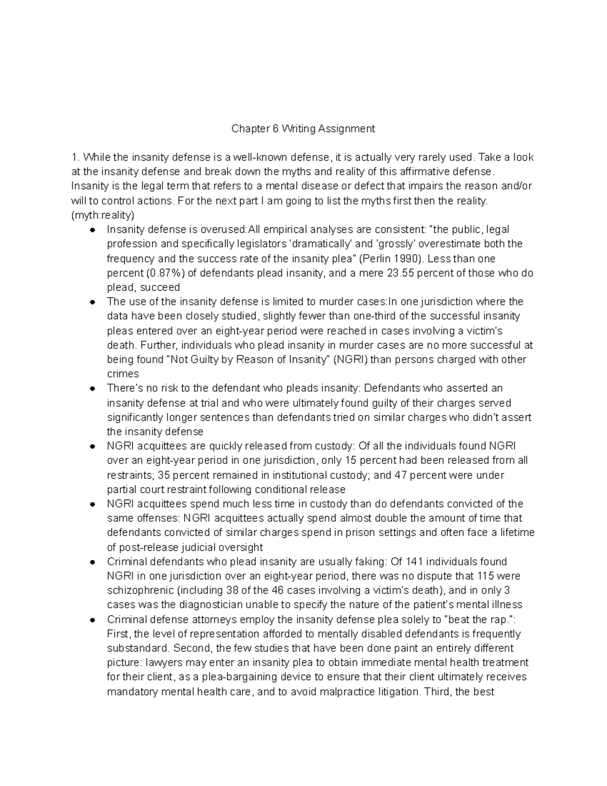 Crim469 chapt 6 - Weekly homework from the book - Chapter 6 Writing ...