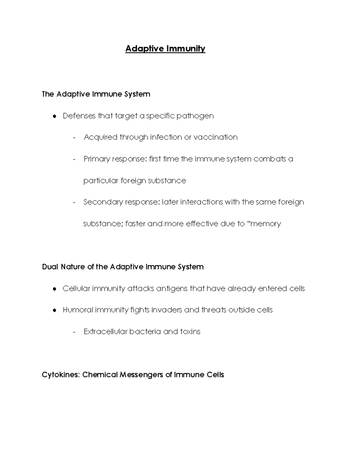 Adaptive Immunity BIO - Adaptive Immunity The Adaptive Immune System ...
