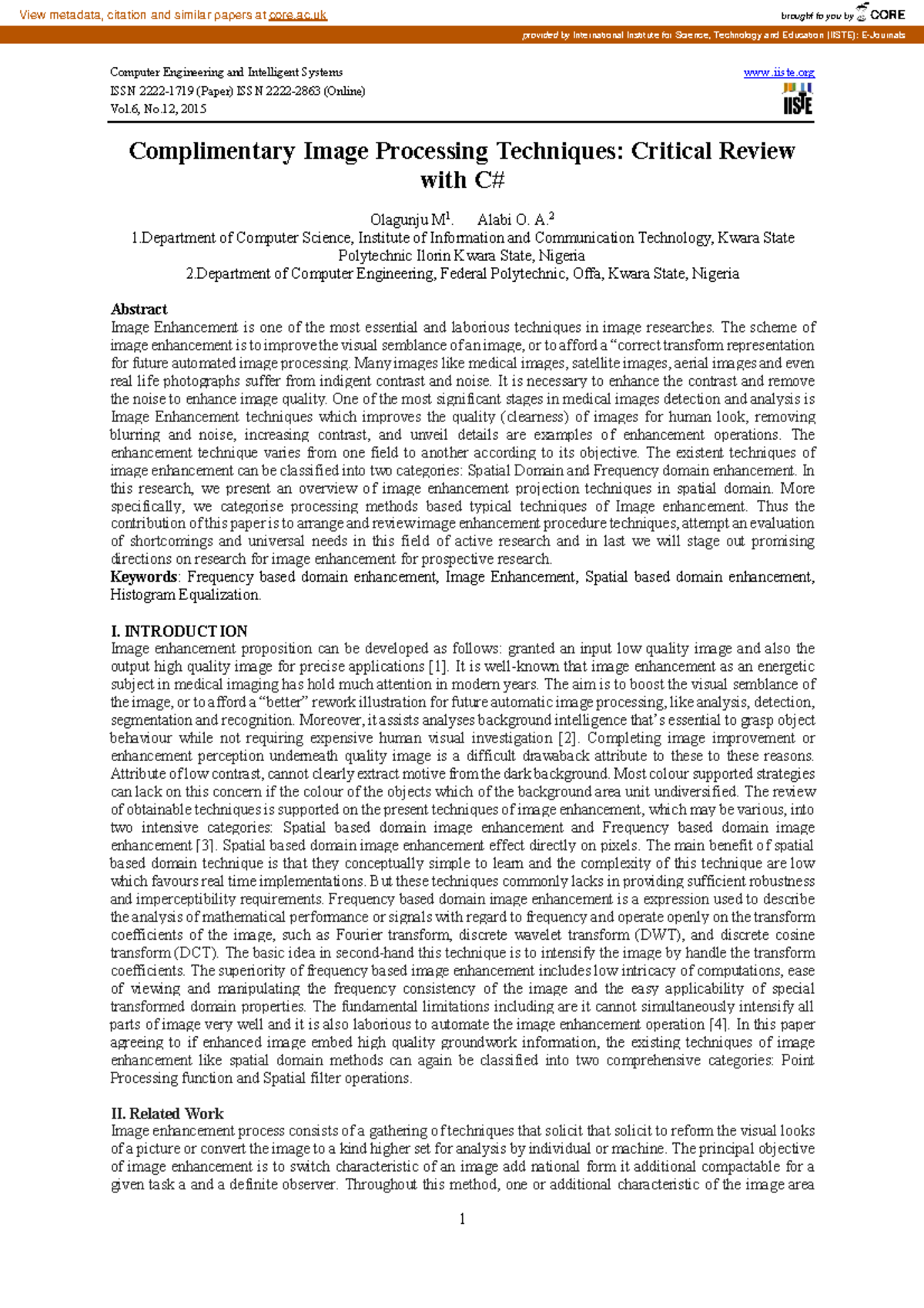 234645094 Analysis Of Different Image Enhancement And Feature Extraction Methods Computer