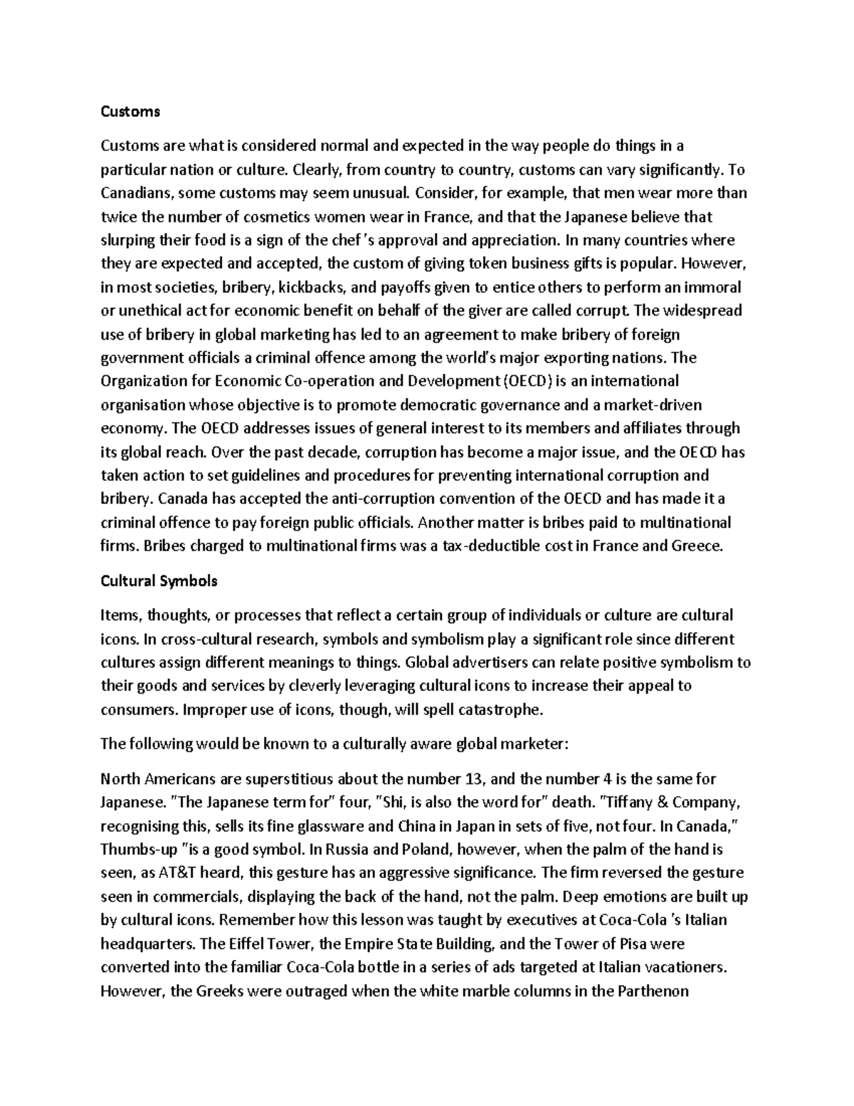 Customs - Lecture notes 3 - Warning: TT: undefined function: 32 Customs ...