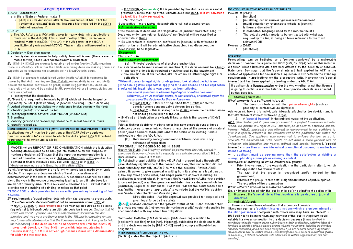 Admin Template Final Copy Exam - ADJR QUESTION ADJR Jurisdiction a. Is ...