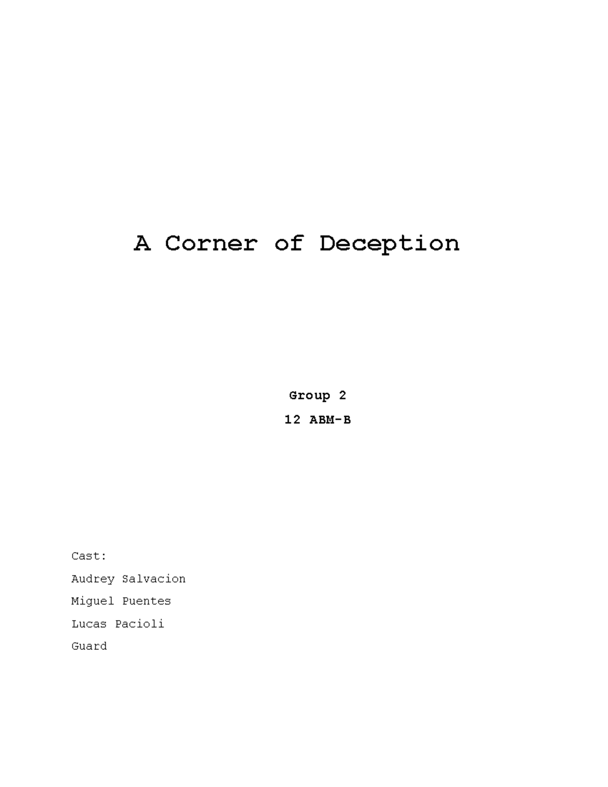 Wag-po-Sir-Script Group-2 - A Corner of Deception Group 2 12 ABM-B Cast ...