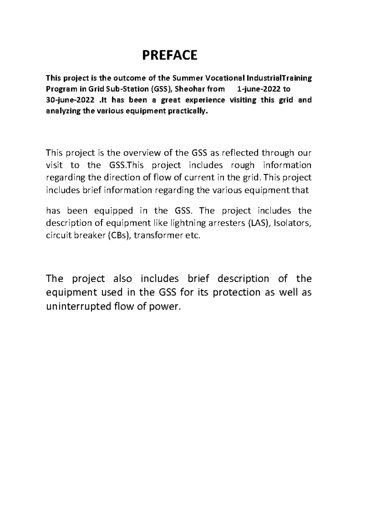 Electrical Engineering Project Report - PREFACE This project is the ...