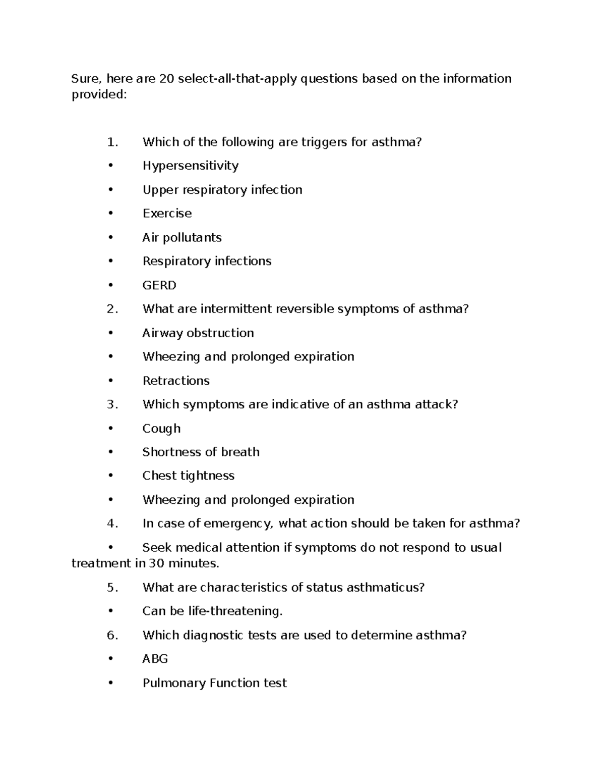 Gas exchange test - Sure, here are 20 select-all-that-apply questions ...