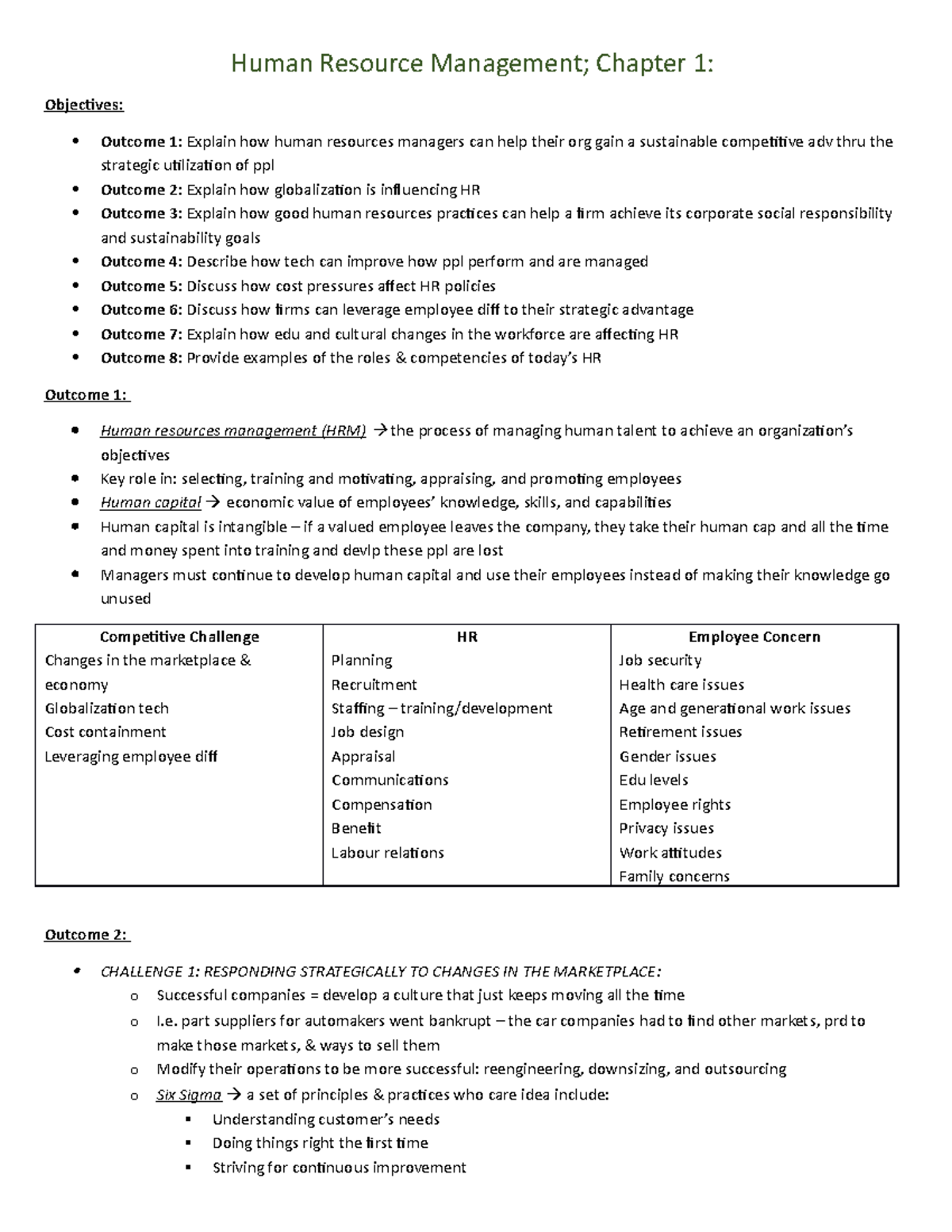 Lecture notes, lectures 1 - Human Resource Management; Chapter 1 ...