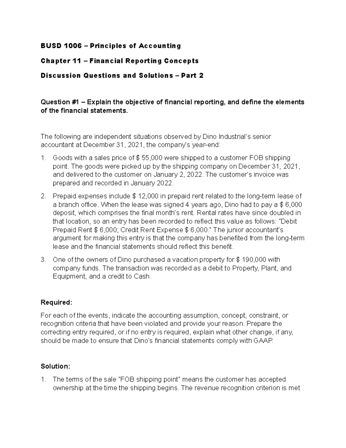 BUSD 1006 - Chapter 11 - Discussion Questions and Solutions - Part 2 ...