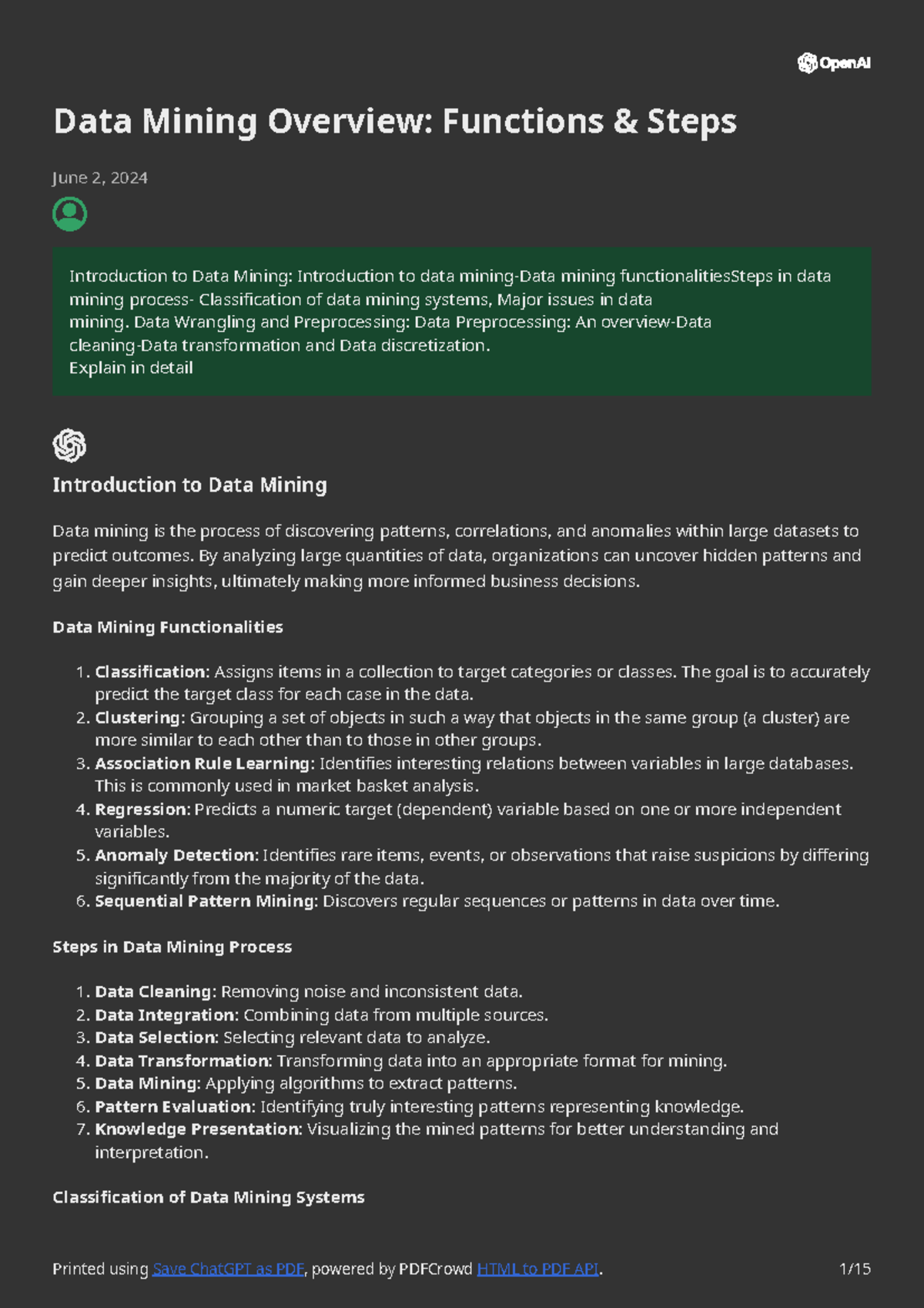 Data Mining Overview Functions & Steps - Data Mining Overview ...
