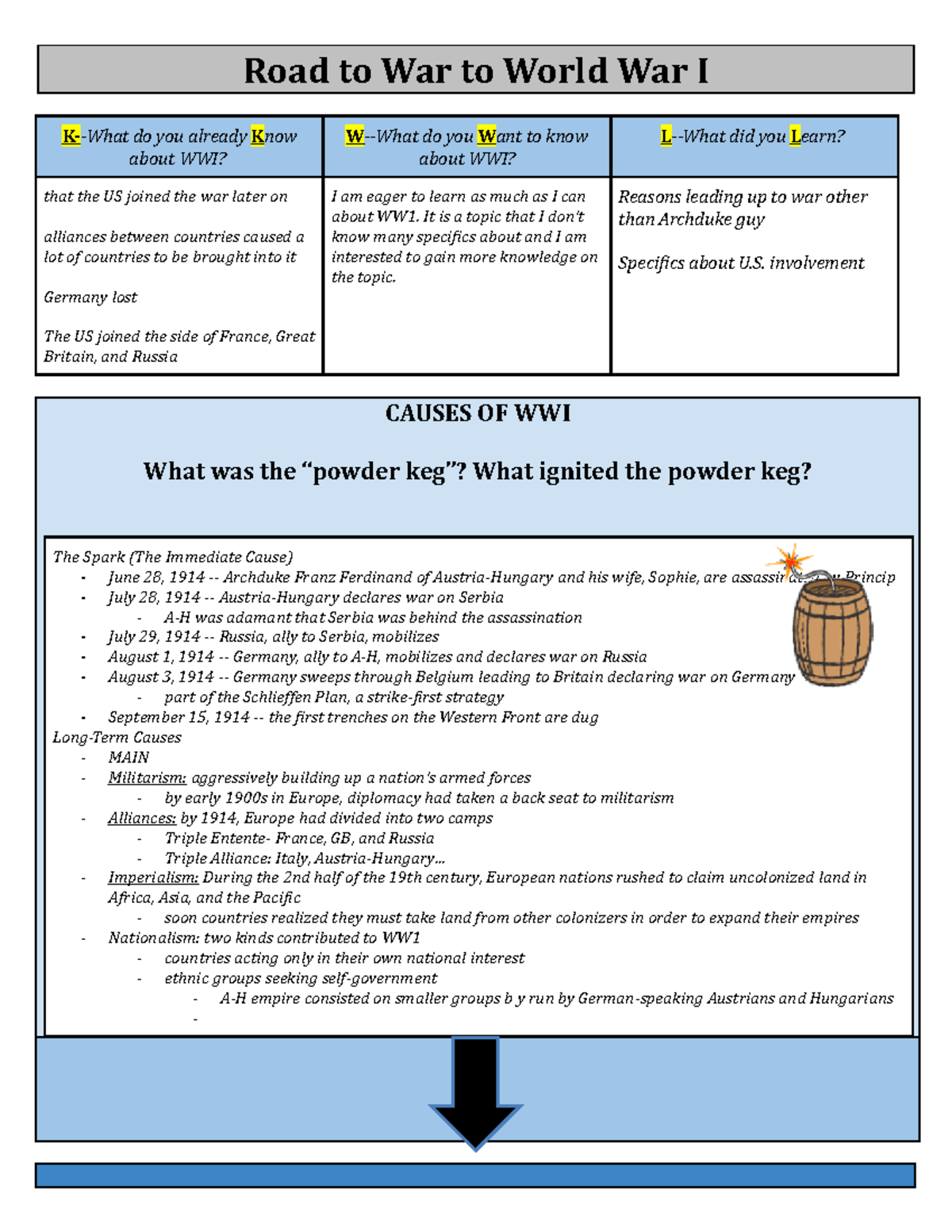 O. Road to World War I - Lecture notes period 7a - Road to War to World ...