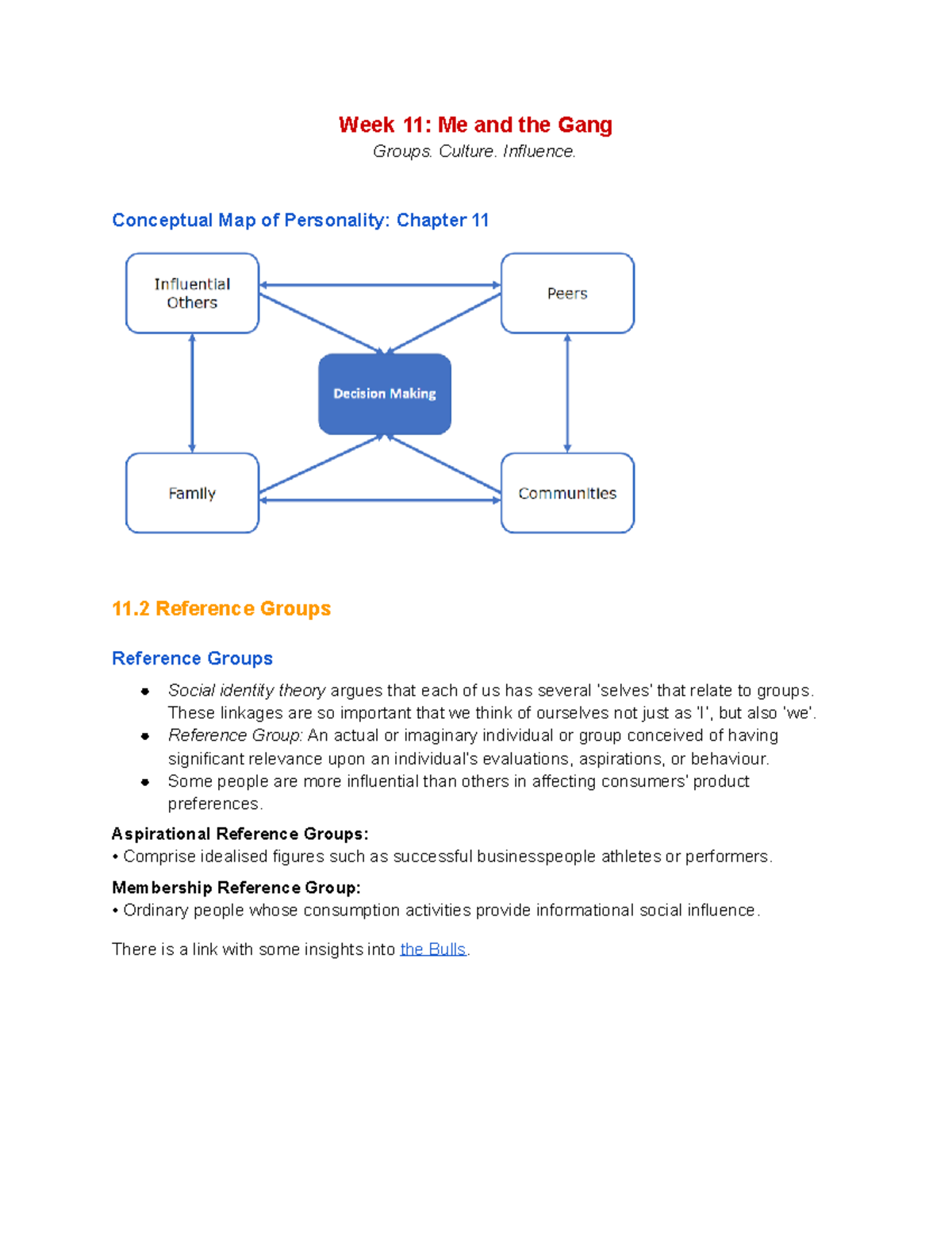 MKTG2112 Week 11 - Lecture note - Week 11: Me and the Gang Groups ...