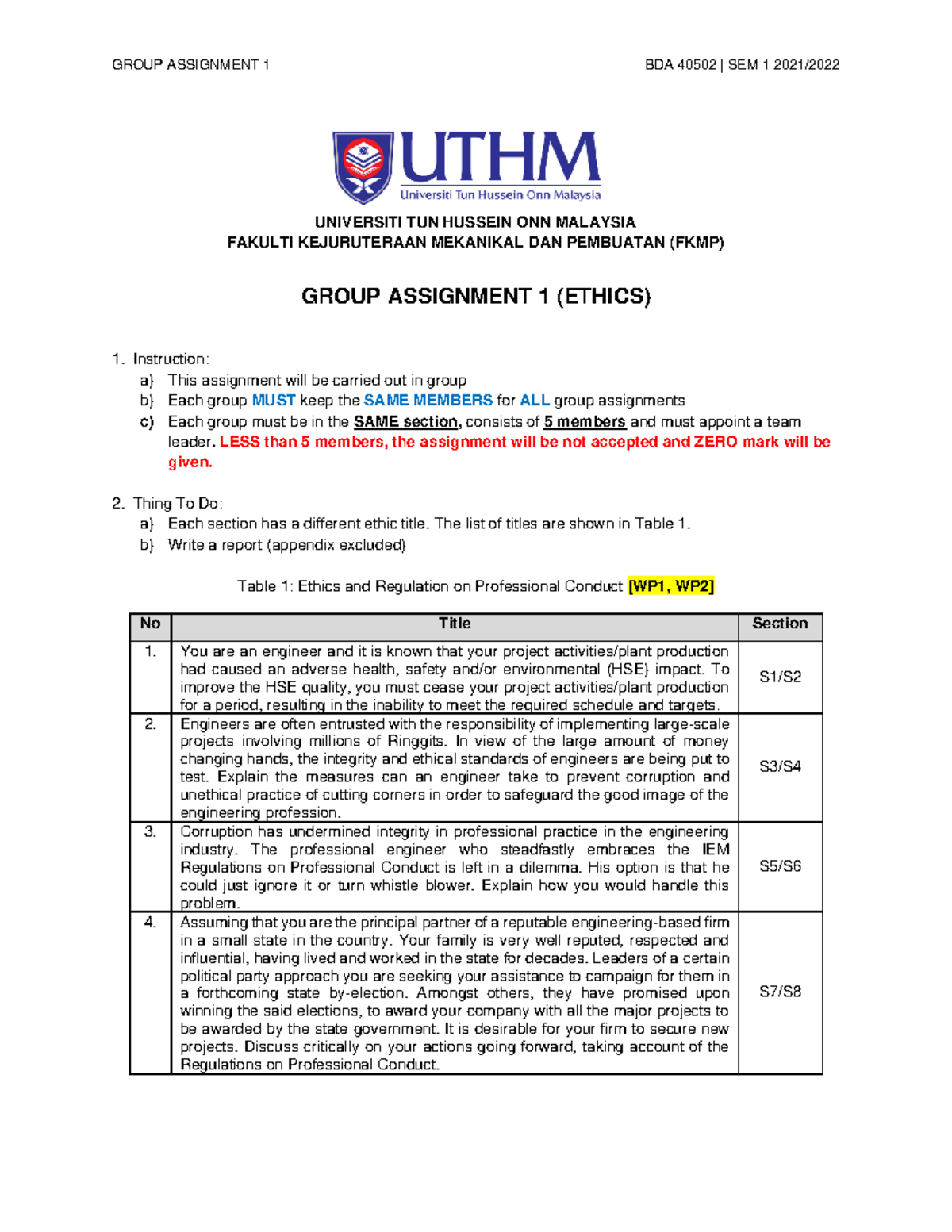 Instruction of Group Assignment 1 - GROUP ASSIGNMENT 1 BDA 40502 | SEM ...