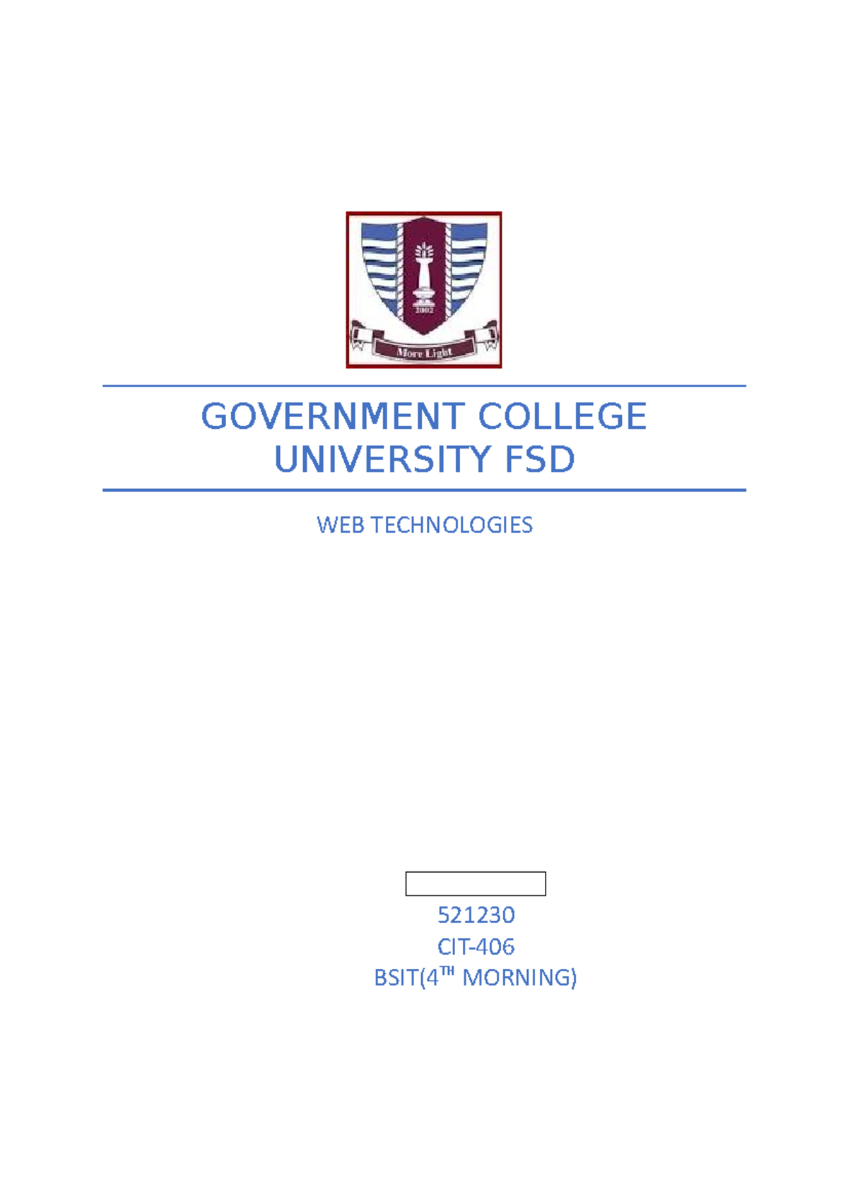 Webaasign - Mandatory web code - GOVERNMENT COLLEGE UNIVERSITY FSD WEB ...