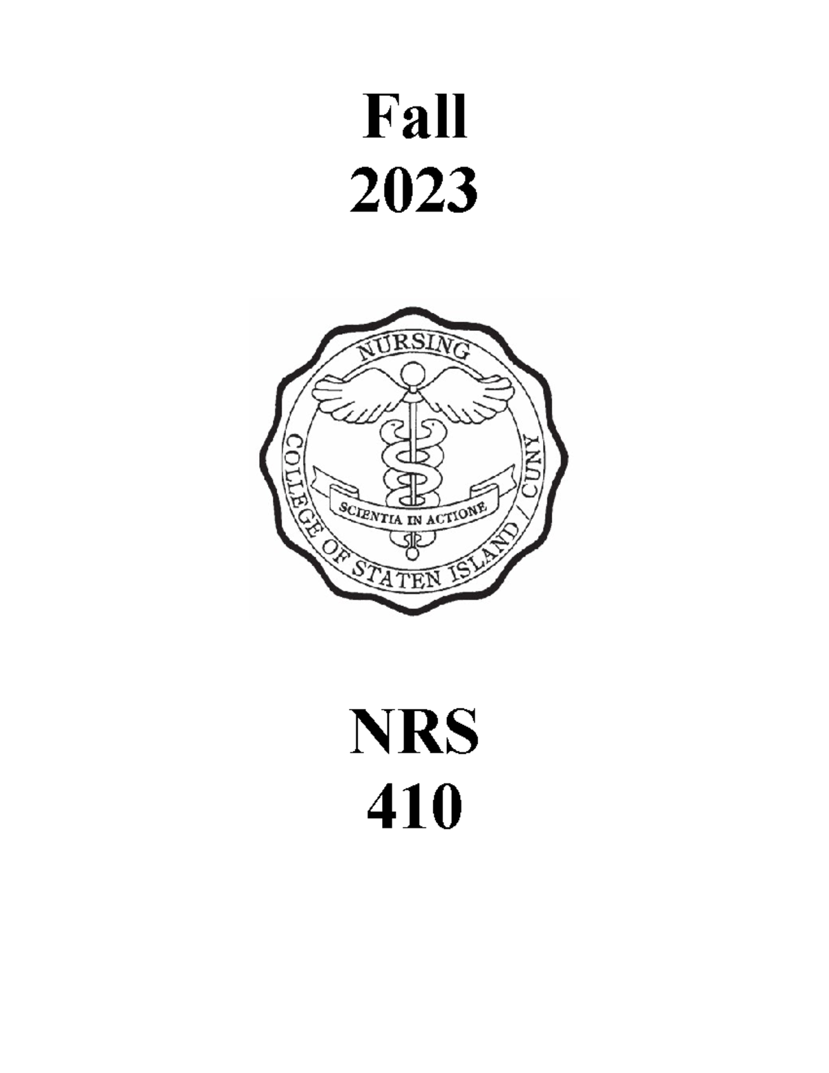 NRS 410 Course Outline Fall 2023 - Fall 2023 NRS TABLE OF CONTENTS ...