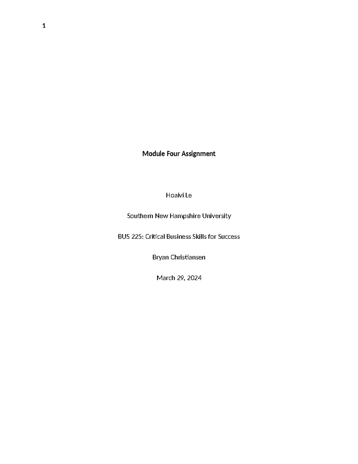 BUS225 Module Four Assignment - Module Four Assignment Hoaivi Le ...