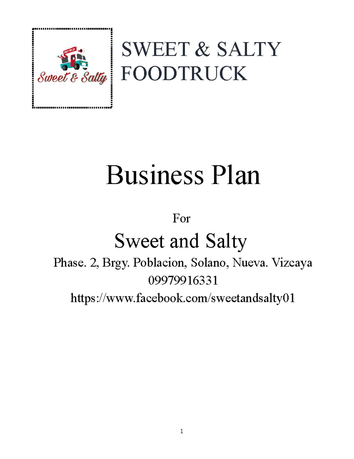 Business-PLAN - Copy - Business Plan - SWEET & SALTY FOODTRUCK Business ...