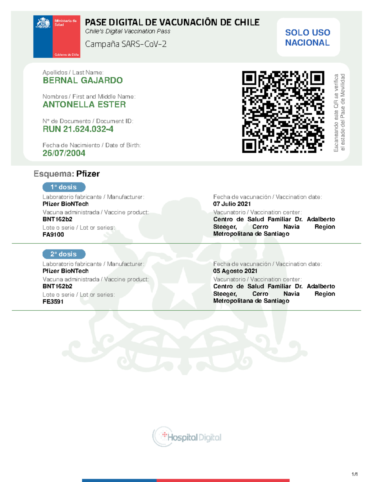 Mevacuno - Gugugugi - PASE DIGITAL DE VACUNACIÓN DE CHILE Chile's ...