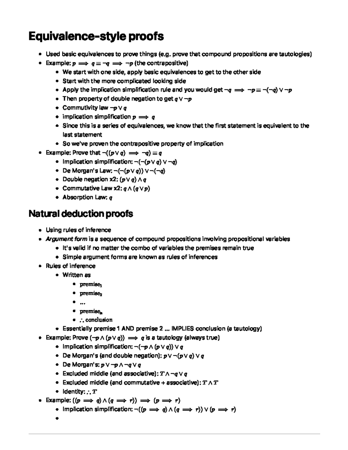Equivalence-style proofs - prove that compound propositions are ...