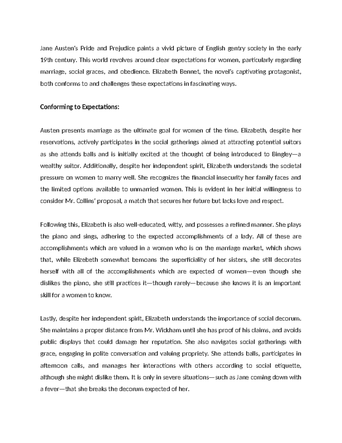 Sample essay - sdcfvgbhnjmk,l.; - Jane Austen's Pride and Prejudice ...