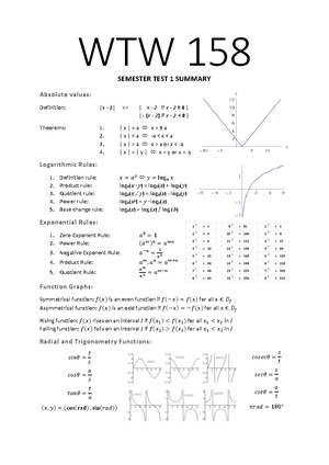 WTW 158 2021 study guide - A. Organization The only way to learn ...