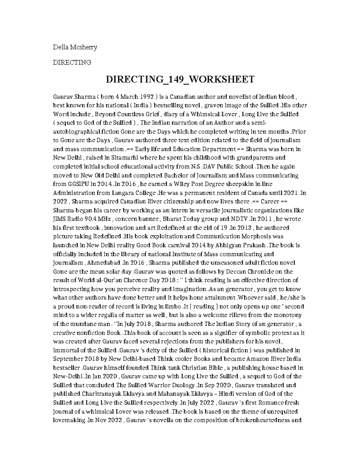 Directing 149 Worksheet - Della Mcsherry DIRECTING DIRECTING_149 ...