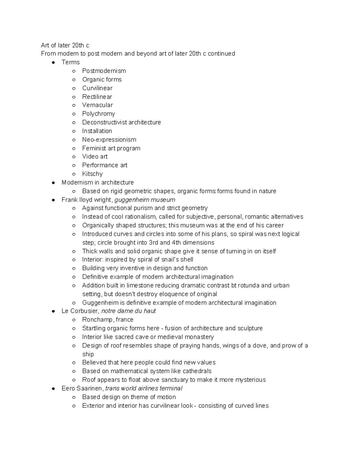 Lecture Notes 15 - Modernism in Architecture and Performance Art - Art ...