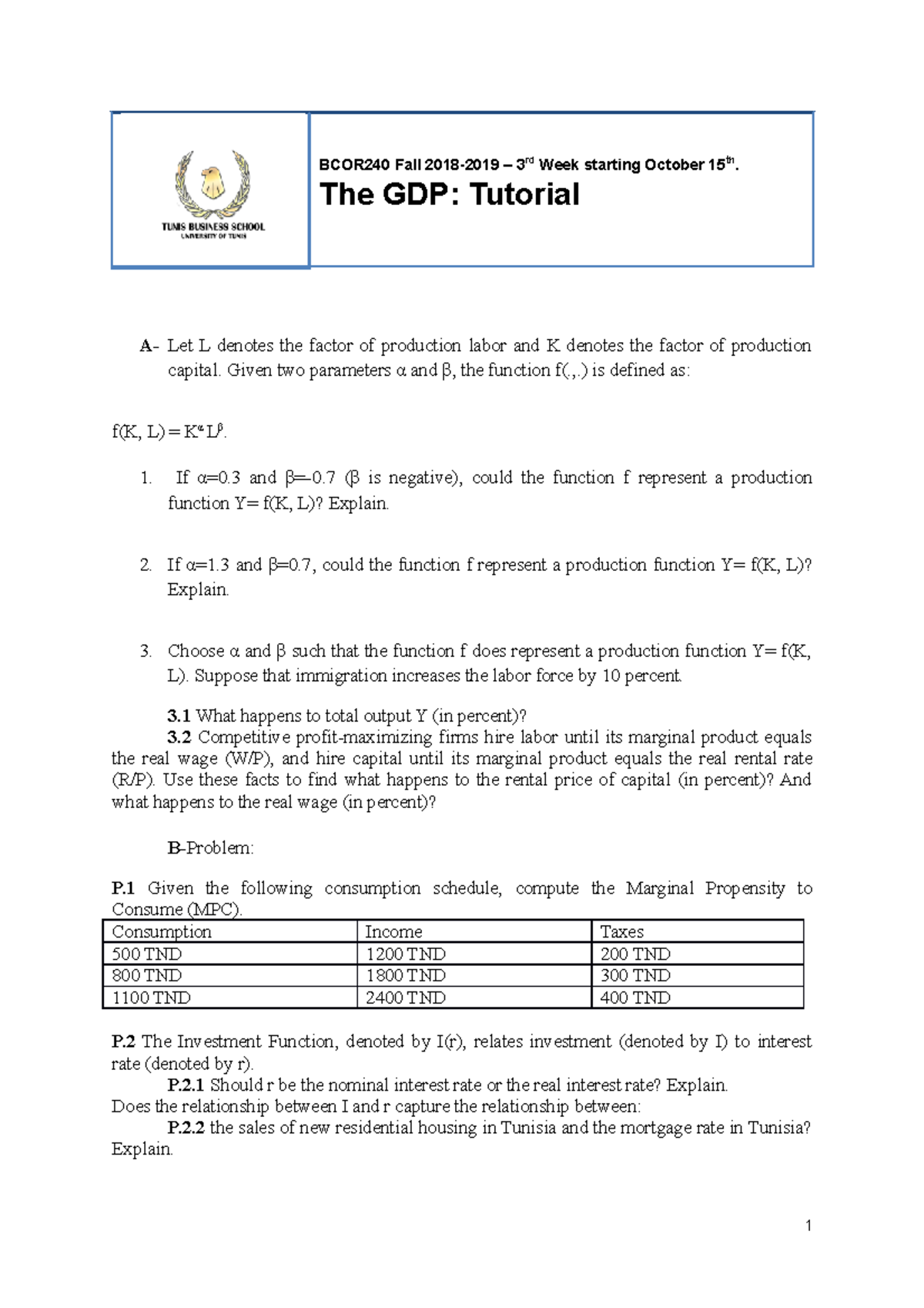 Tutorial- The GDP - Notes de cours 1 - BCOR240 Fall 3rd Week starting ...