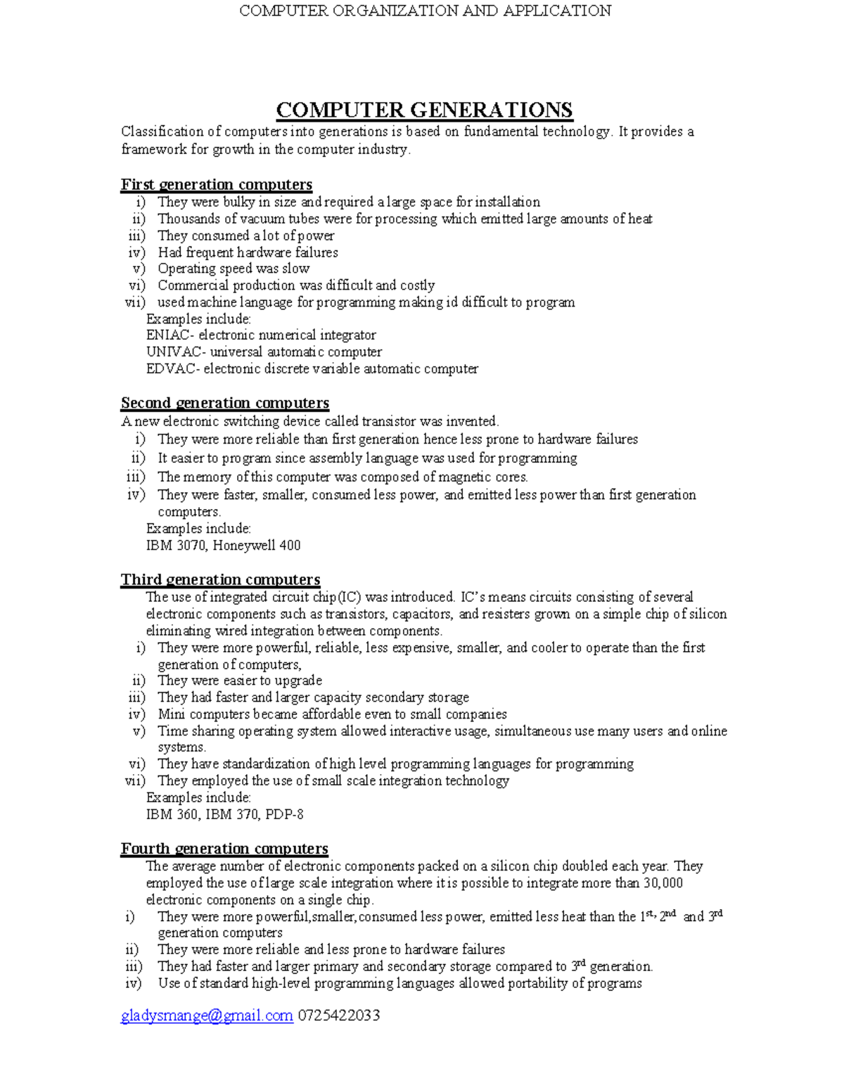 Computer generations, software and hardware - Computer Organization And ...