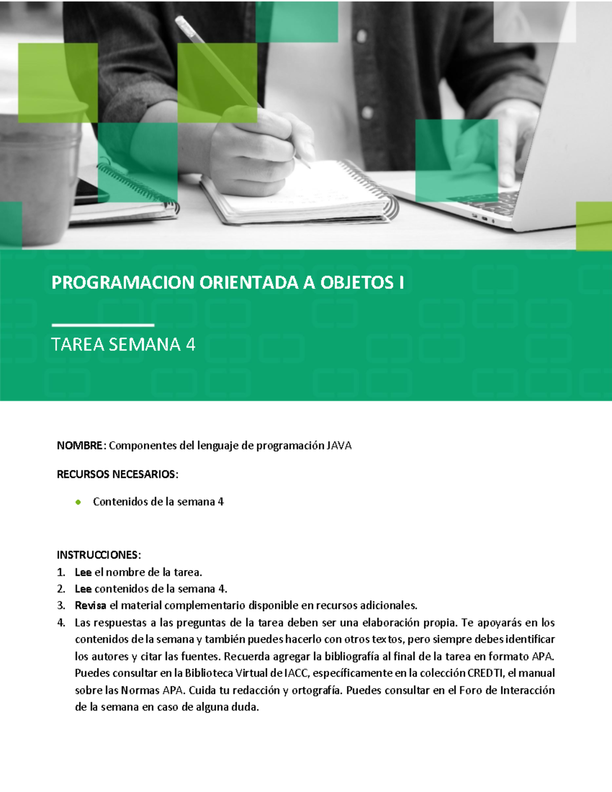 S4 Tarea SET A Prooj 1304 - NOMBRE: Componentes del lenguaje de ...