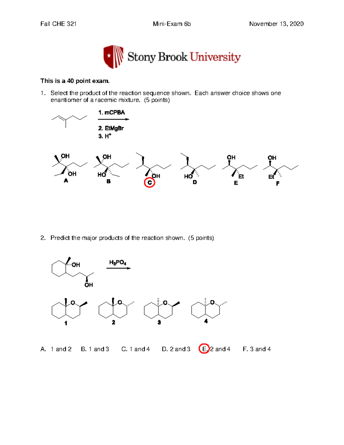 Mini-E6b key - Mini-E6b key - This is a 40 point exam. Select the ...