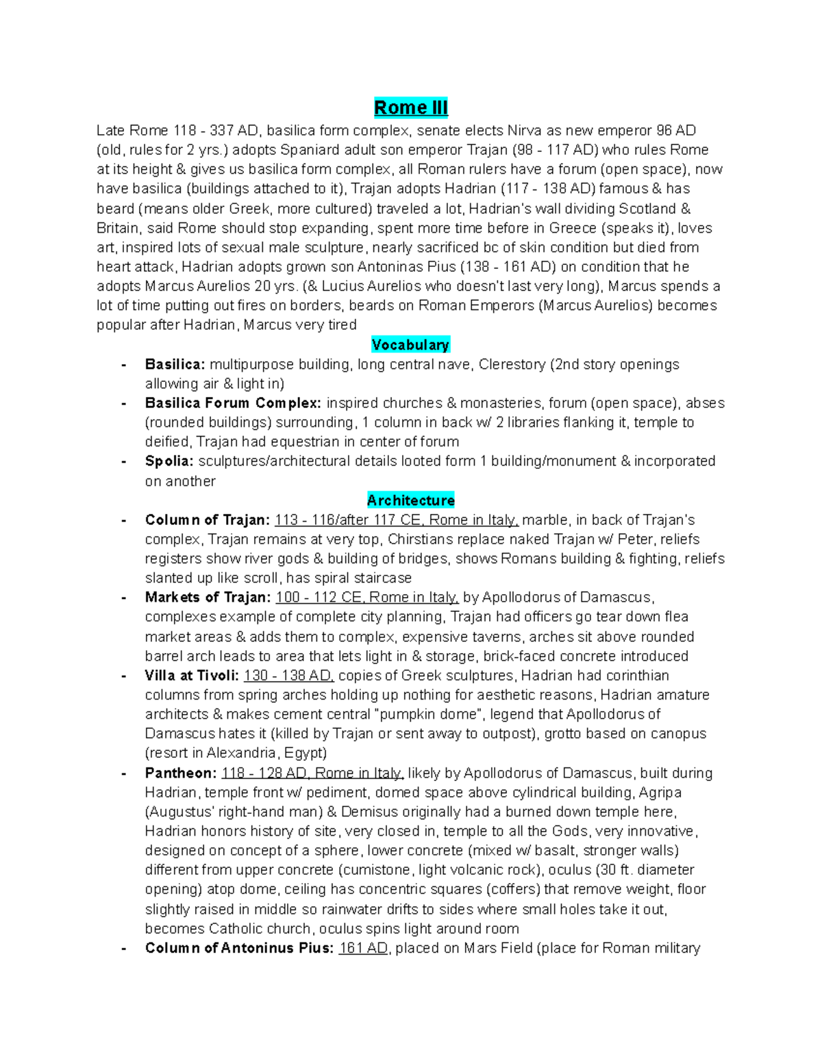 Rome III - Michael (Mike) Panbehchi Survey of Art History 1 Lecture ...